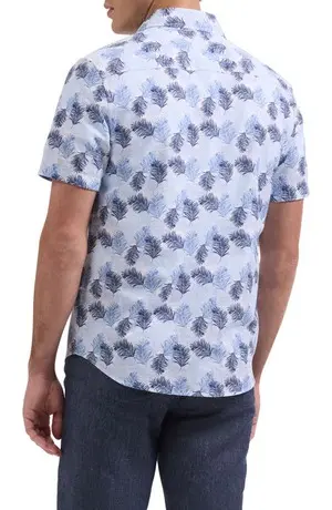 Bugatchi Orson Leaf Print Short Sleeve Button-up Shirt