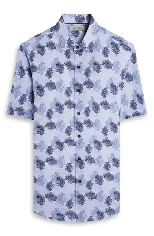 Bugatchi Orson Leaf Print Short Sleeve Button-up Shirt