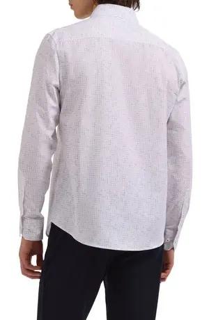 Bugatchi Axel Shaped Fit Crosshatch Print Cotton Button-up Shirt - Orchid