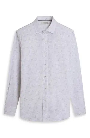 Bugatchi Axel Shaped Fit Crosshatch Print Cotton Button-up Shirt - Orchid