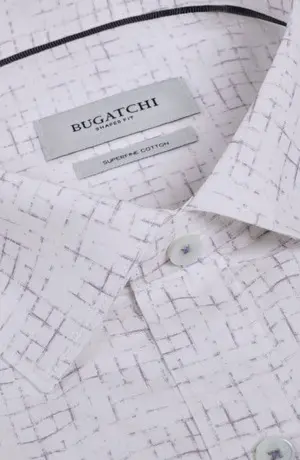 Bugatchi Axel Shaped Fit Crosshatch Print Cotton Button-up Shirt - Orchid