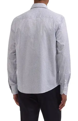 Bugatchi Axel Shaped Fit Geo Floral Cotton Button-up Shirt - Navy