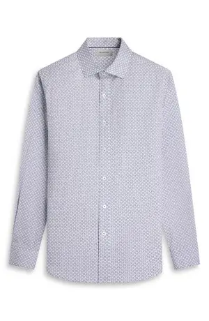 Bugatchi Axel Shaped Fit Geo Floral Cotton Button-up Shirt - Navy