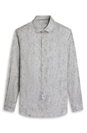 Bugatchi Julian Shaped Fit Abstract Geo Print Stretch Cotton Button-up Shirt - Shark