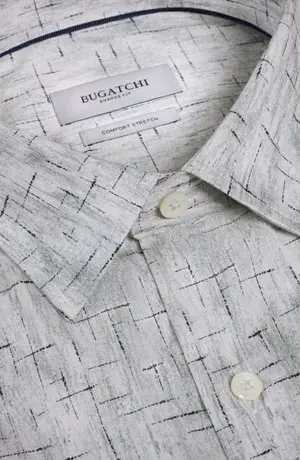 Bugatchi Julian Shaped Fit Abstract Geo Print Stretch Cotton Button-up Shirt - Shark