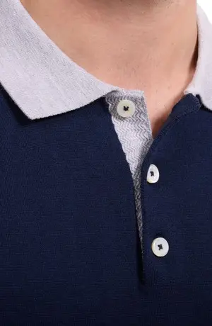 Bugatchi Short Sleeve Cotton & Modal Polo Sweater