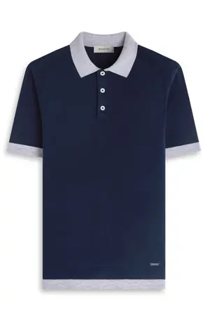 Bugatchi Short Sleeve Cotton & Modal Polo Sweater