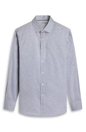 Bugatchi Axel Shaped Fit Geo Print Cotton Button-up Shirt - Navy