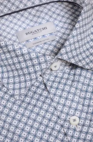 Bugatchi Axel Shaped Fit Geo Print Cotton Button-up Shirt - Navy