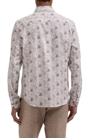Bugatchi Julian Shaped Fit Floral Cotton Button-up Shirt - Limestone