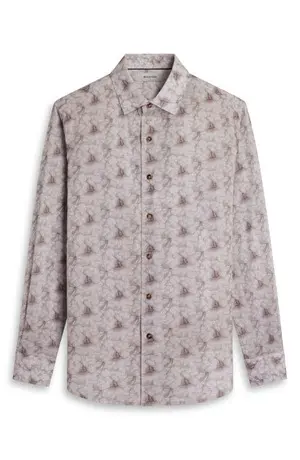 Bugatchi Julian Shaped Fit Floral Cotton Button-up Shirt - Limestone