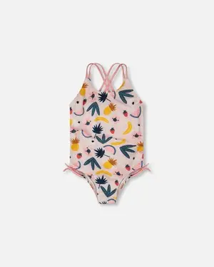 DEUX PAR DEUX Printed One-piece Swimsuit - Pink Printed Fruits