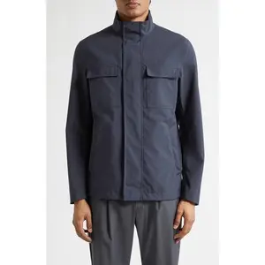 Herno Relaxed-fit Utility Jacket - Navy/camel