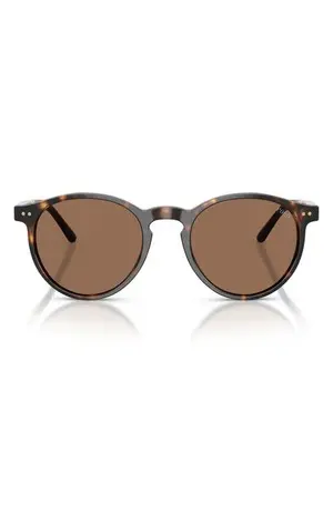 Polo Ralph Lauren 50mm Round Sunglasses - Shiny Dark Havana/brown