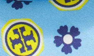Tory Burch Silk Triangle Scarf - Blue Floral Monogram