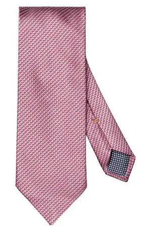Eton Micro Geometric Silk & Cotton Mogador Tie - Medium Pink
