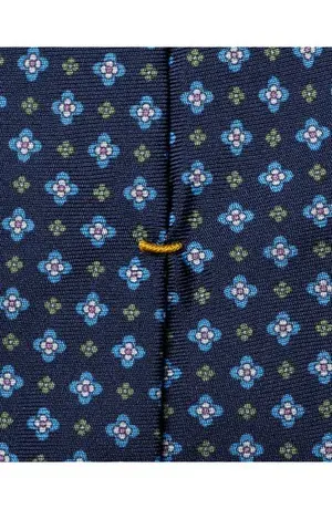 Eton Floral Print Silk Twill Neck Tie - Navy