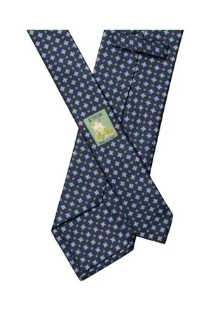 Eton Floral Print Silk Twill Neck Tie - Navy