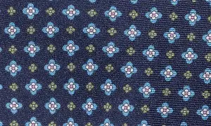 Eton Floral Print Silk Twill Neck Tie - Navy