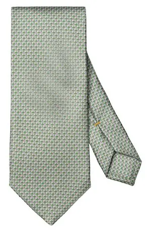 Eton Geometric Print Silk Twill Tie - Medium Green