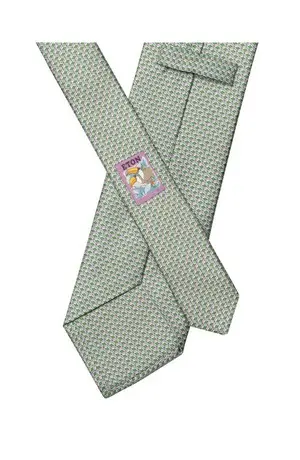 Eton Geometric Print Silk Twill Tie - Medium Green