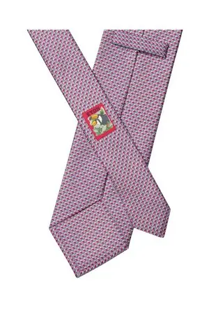 Eton Geometric Print Silk Twill Neck Tie - Medium Pink