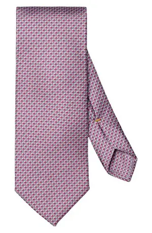 Eton Geometric Print Silk Twill Neck Tie - Medium Pink