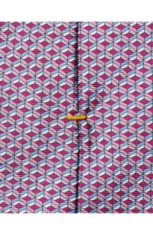 Eton Geometric Print Silk Twill Neck Tie - Medium Pink
