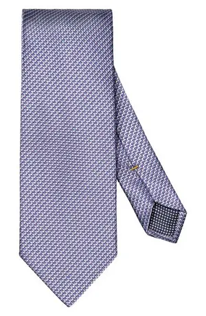 Eton Micro Geometric Silk & Cotton Mogador Tie - Medium Purple