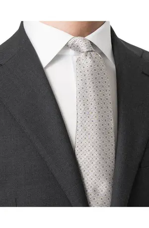 Eton Geometric Silk Jacquard Neck Tie - Light Grey
