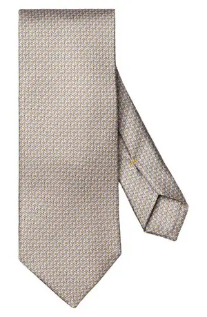 Eton Geometric Print Silk Twill Tie - Light Beige