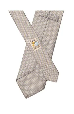 Eton Geometric Print Silk Twill Tie - Light Beige