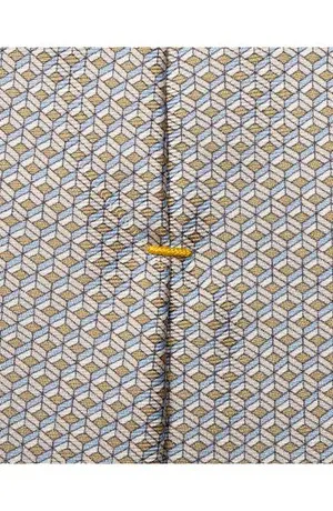 Eton Geometric Print Silk Twill Tie - Light Beige