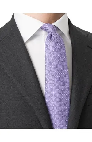 Eton Geometric Silk Jacquard Neck Tie - Medium Purple