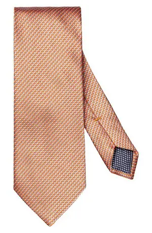 Eton Microdot Silk-cotton Neck Tie - Medium Orange