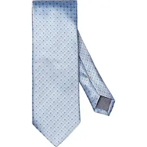 Eton Geometric Silk Jacquard Standard Tie - Medium Blue