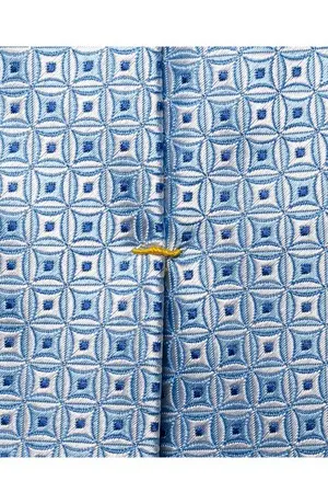 Eton Geometric Silk Jacquard Standard Tie - Medium Blue