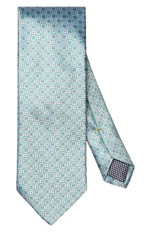 Eton Geometric Silk Jacquard Neck Tie - Medium Green
