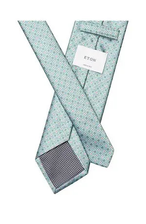 Eton Geometric Silk Jacquard Neck Tie - Medium Green