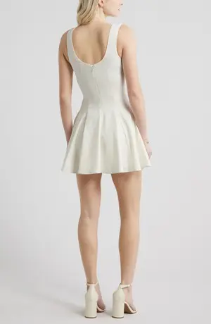 Bp. Bateau Neck Fit & Flare Mini Dress - Ivory