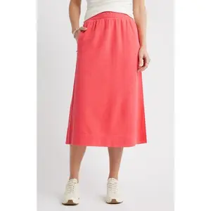 Caslon Jetset Cotton Blend Knit Midi Skirt - Red Geranium