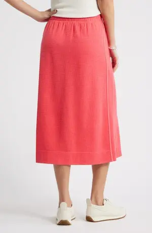 Caslon Jetset Cotton Blend Knit Midi Skirt - Red Geranium