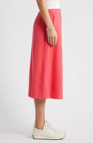 Caslon Jetset Cotton Blend Knit Midi Skirt - Red Geranium