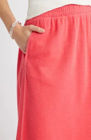 Caslon Jetset Cotton Blend Knit Midi Skirt - Red Geranium