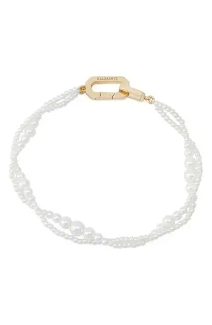 ALLSAINTS Faux Pearl Double Strand Bracelet - Gold/pearl