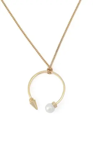 ALLSAINTS Faux Pearl Spike Pendant Necklace - Gold/pearl