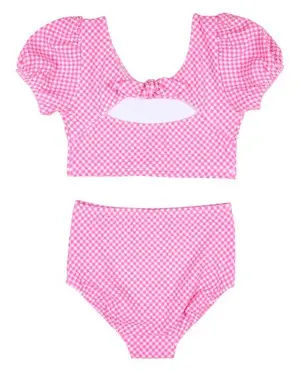 FLORENCE EISEMAN Gingham Puff Sleeve Bikini