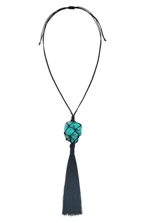 PETIT MOMENTS Noor Tassel Pendant Necklace - Turquoise