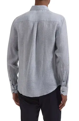 Bugatchi Jasper Linen Button-up Shirt - Ether