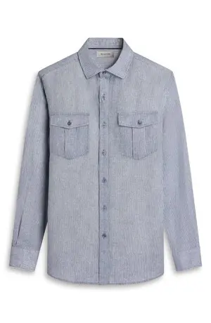 Bugatchi Jasper Linen Button-up Shirt - Ether